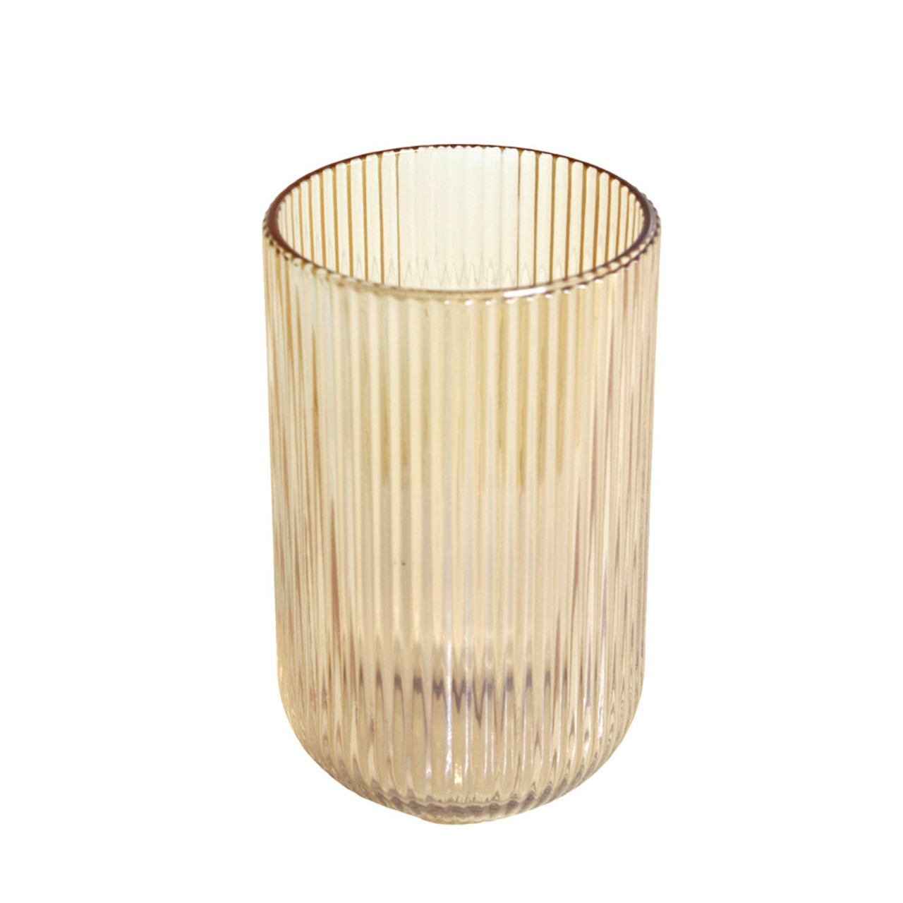 Tall Drinking Glass Box Of 6 - Dark Yellow Lined Pattern | Bellavere